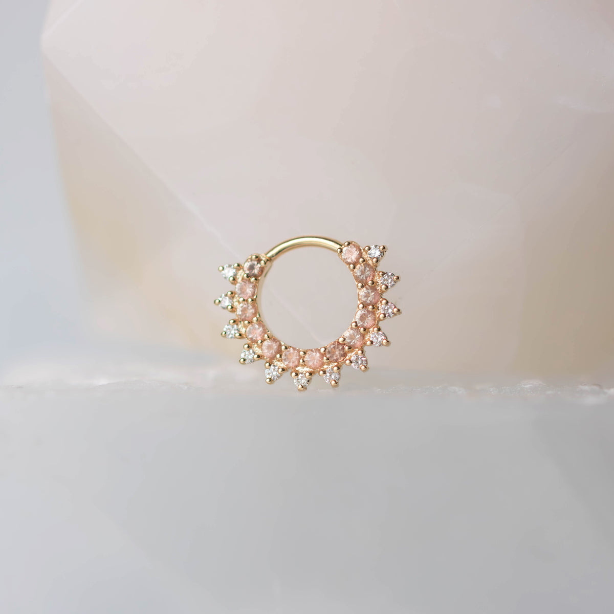 Gem Kolo Clicker with Oregon Sunstone & Diamonds – Brilliance Piercing