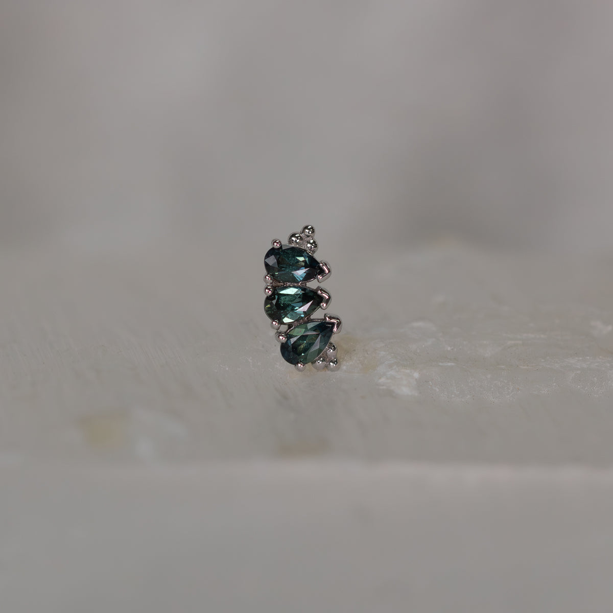 3 Gem Pear Panaraya with Grey Sapphire 18g/16g Threaded End ...