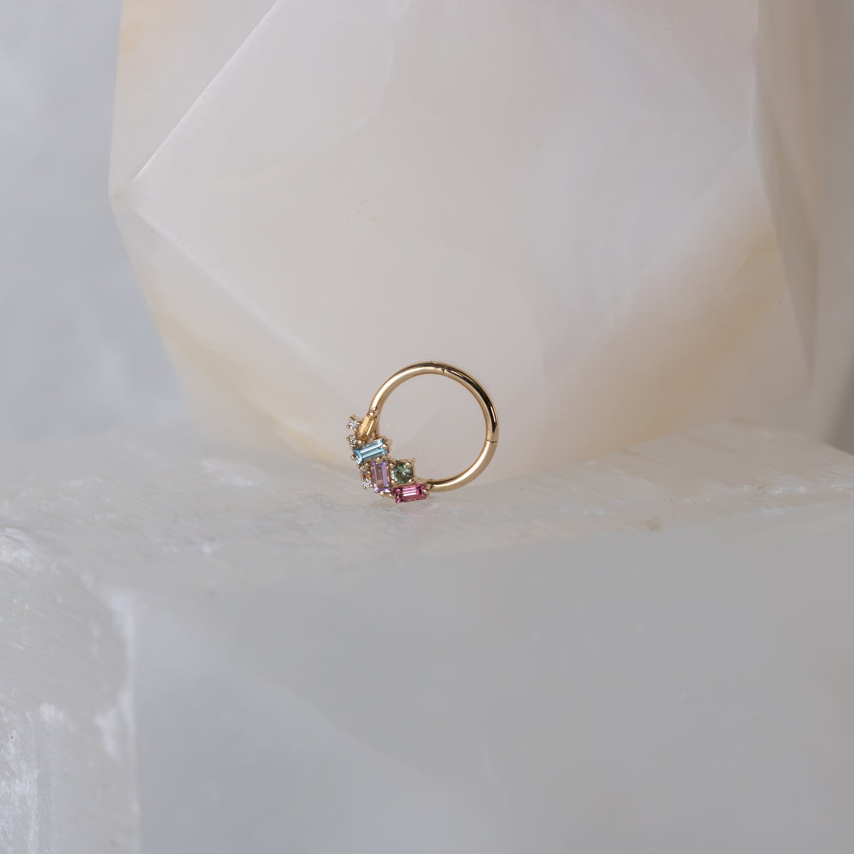 Myriad with Spring Toned Stones Hinge Ring – Brilliance Piercing